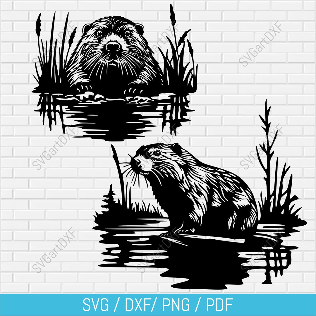 Beavers Svg, Beaver Scene Dxf, Beaver Clipart, Dxf for Laser, Svg for ...