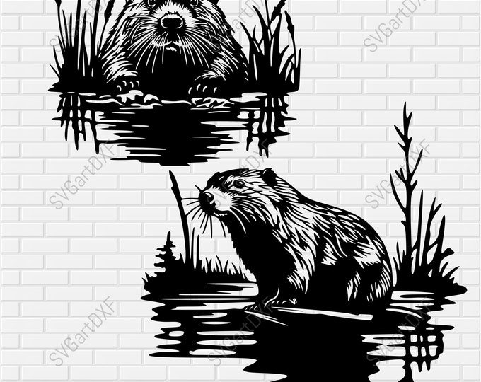 Beavers Svg, Beaver Scene Dxf, Beaver Clipart, Dxf for Laser, Svg for ...