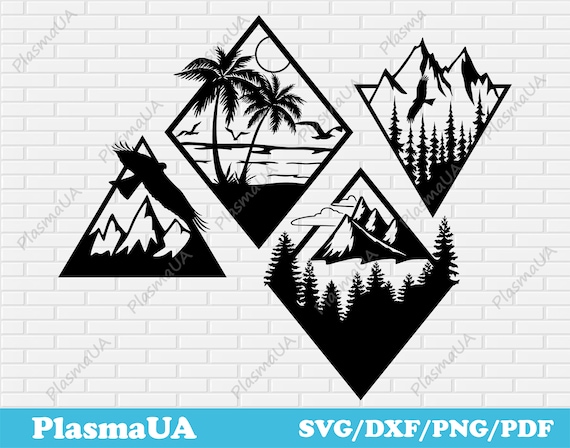Mountain Cut File Beach Svg Files for Silhouette Digital | Etsy