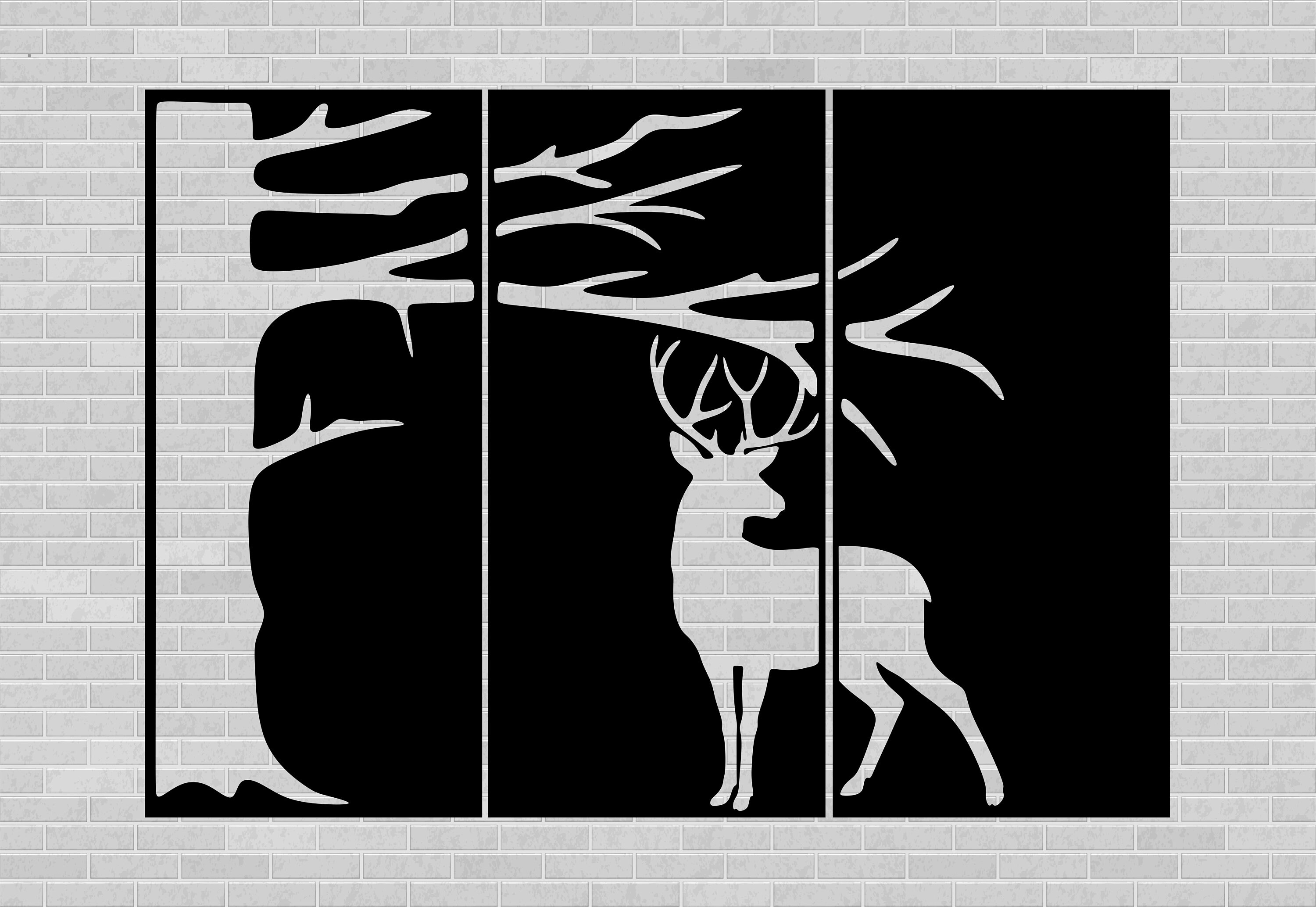 Wall decor dxf Deer dxf Tree dxf home decor svg dxf | Etsy