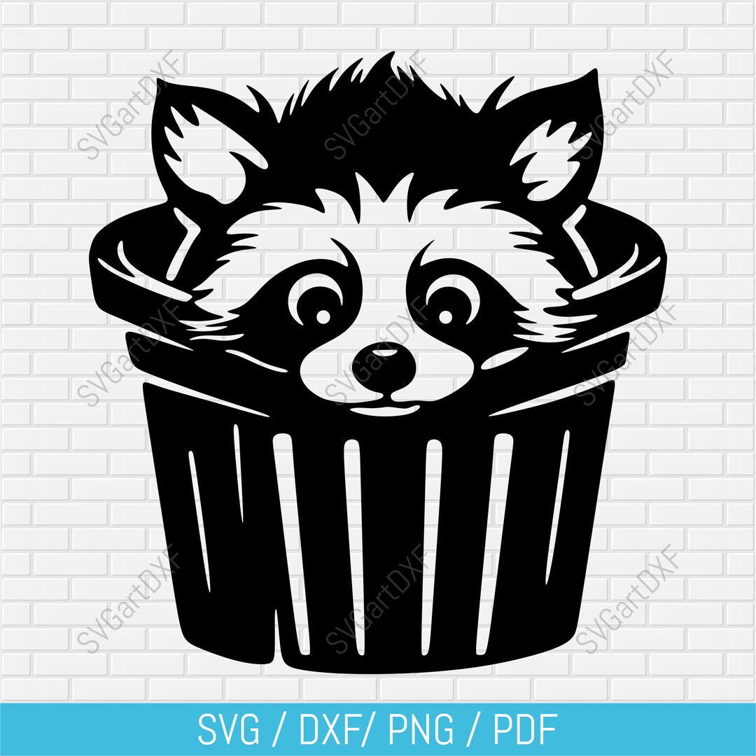 Raccoon in Trash Can Svg, Cute Raccoon Svg, T-shirt Svg Design, Dxf for ...