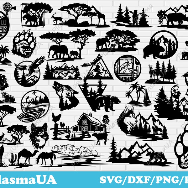 Wildlife Scene Svg - Etsy