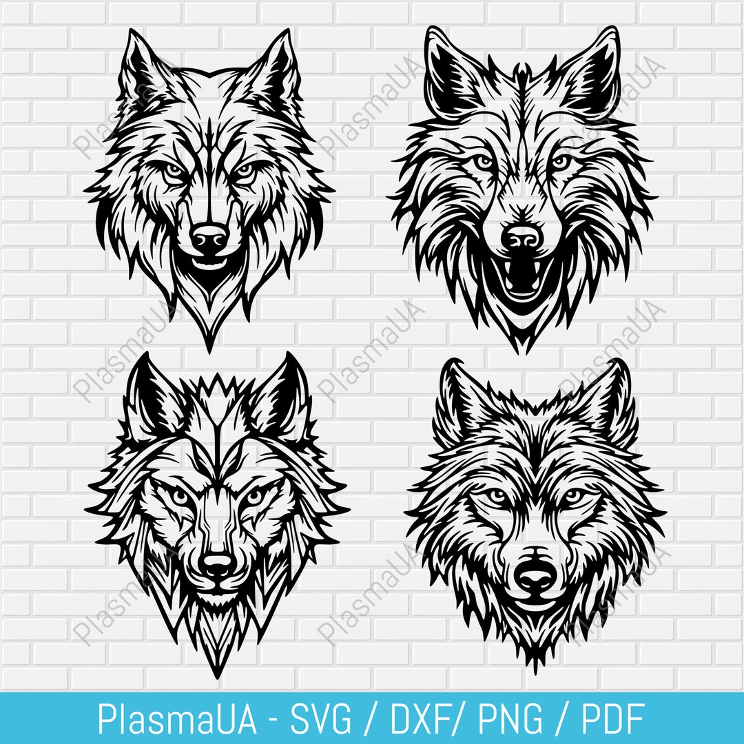 Arquivos de gravação Wolf Svg, vetor lobos svg, silhueta lobo, dxf para ...