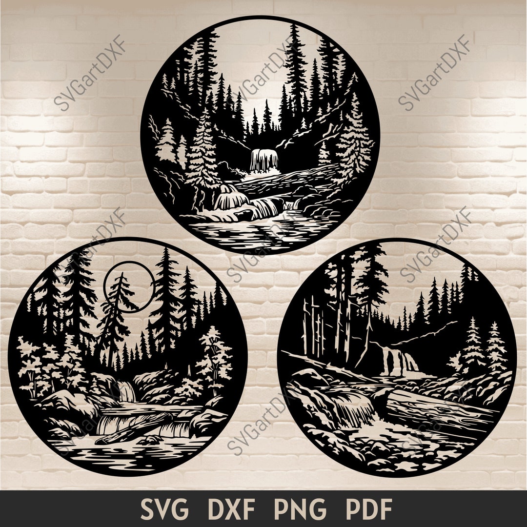 Forest Stream Svg, River Svg, Lake Forest Dxf, Wildlife for Cricut, Dxf ...