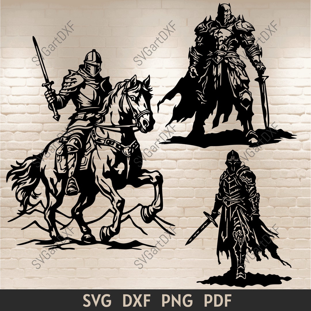 Knight Svg, Knight on Horse Svg & Dxf Files, Knight Cutting Files for ...
