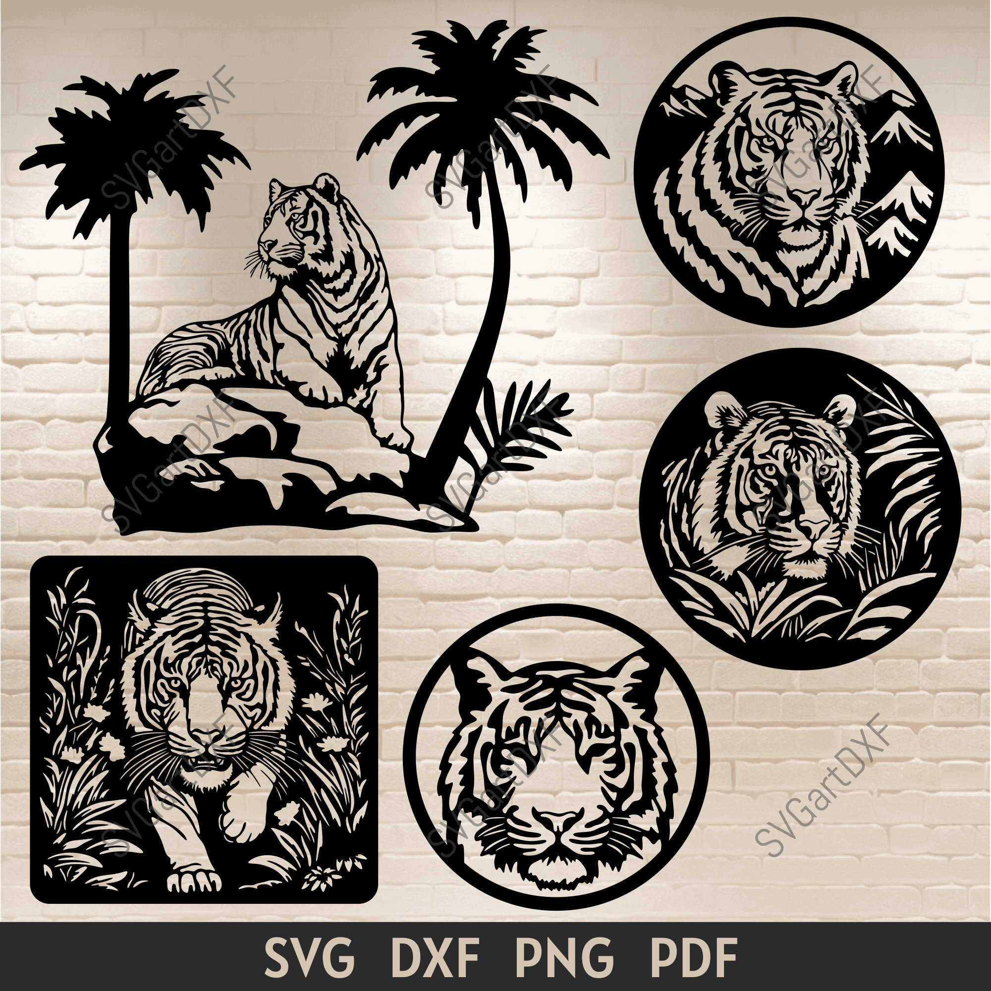 Tiger Scene Svg, Wall Art Dxf for Laser Cut, Svg Files for Engraving ...
