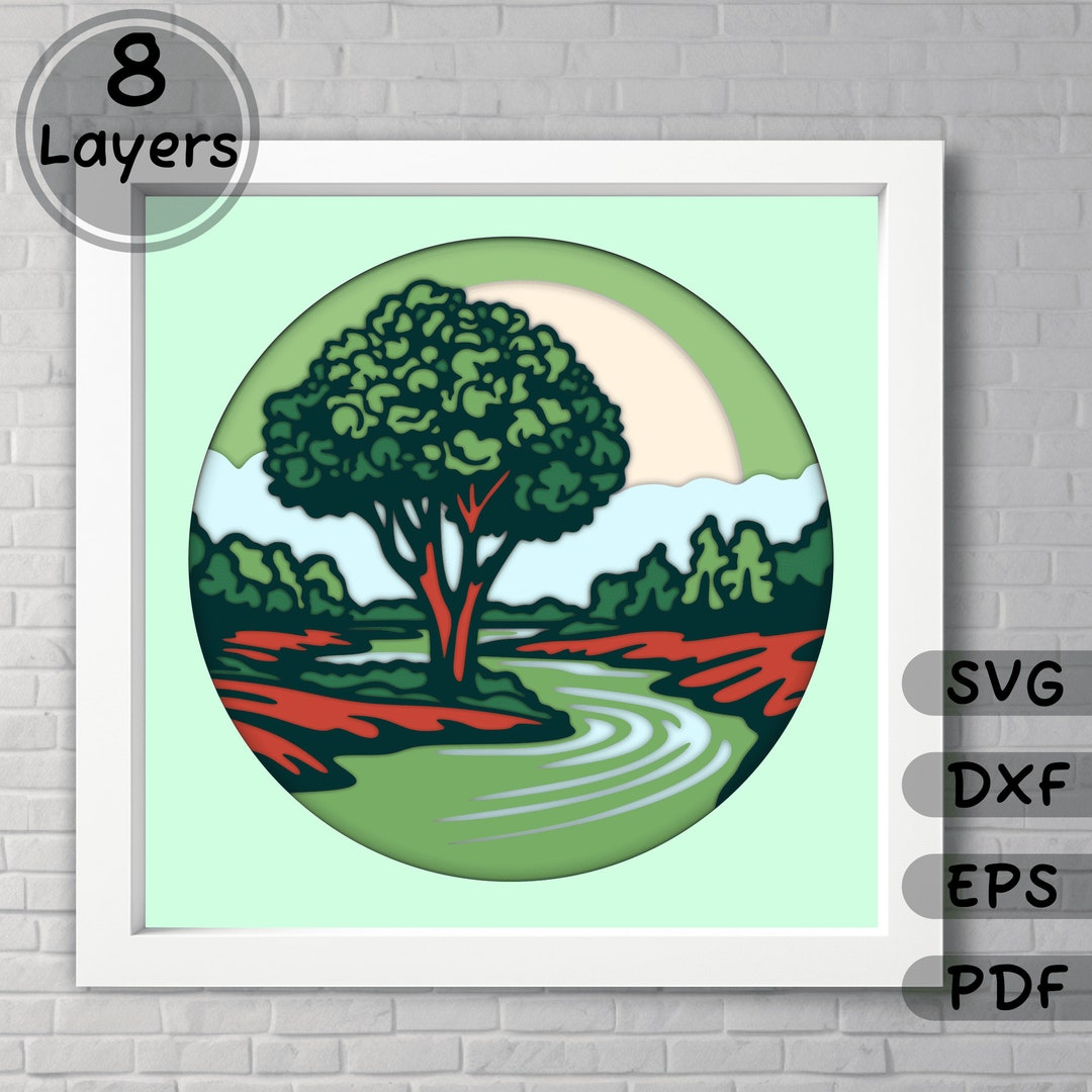 Layered Tree 3D Shadow Box Template for Cricut & Silhouette, Home Decor ...