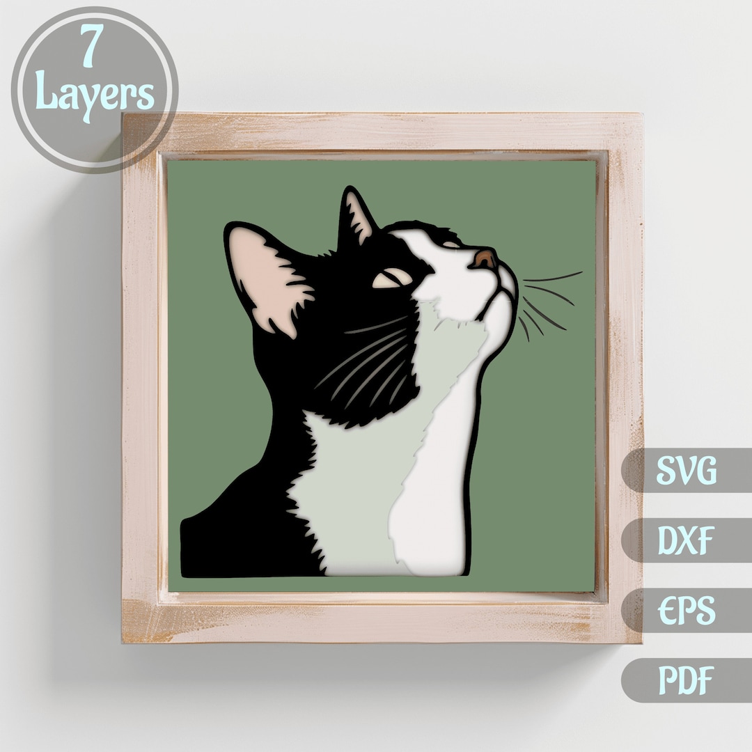 3D Layered Cat Svg Files for Cricut, 3D Cat Shadow Box Template ...