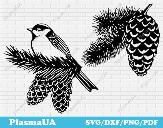 Pine Cone Svg Files Bird Dxf File Pine Dxf Christmas Png - Etsy