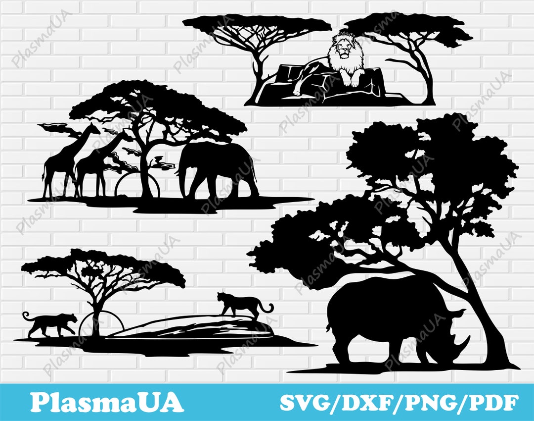 Wildlife Scene Dxf, Animals Scenes Dxf, African Animals Dxf, Metal ...