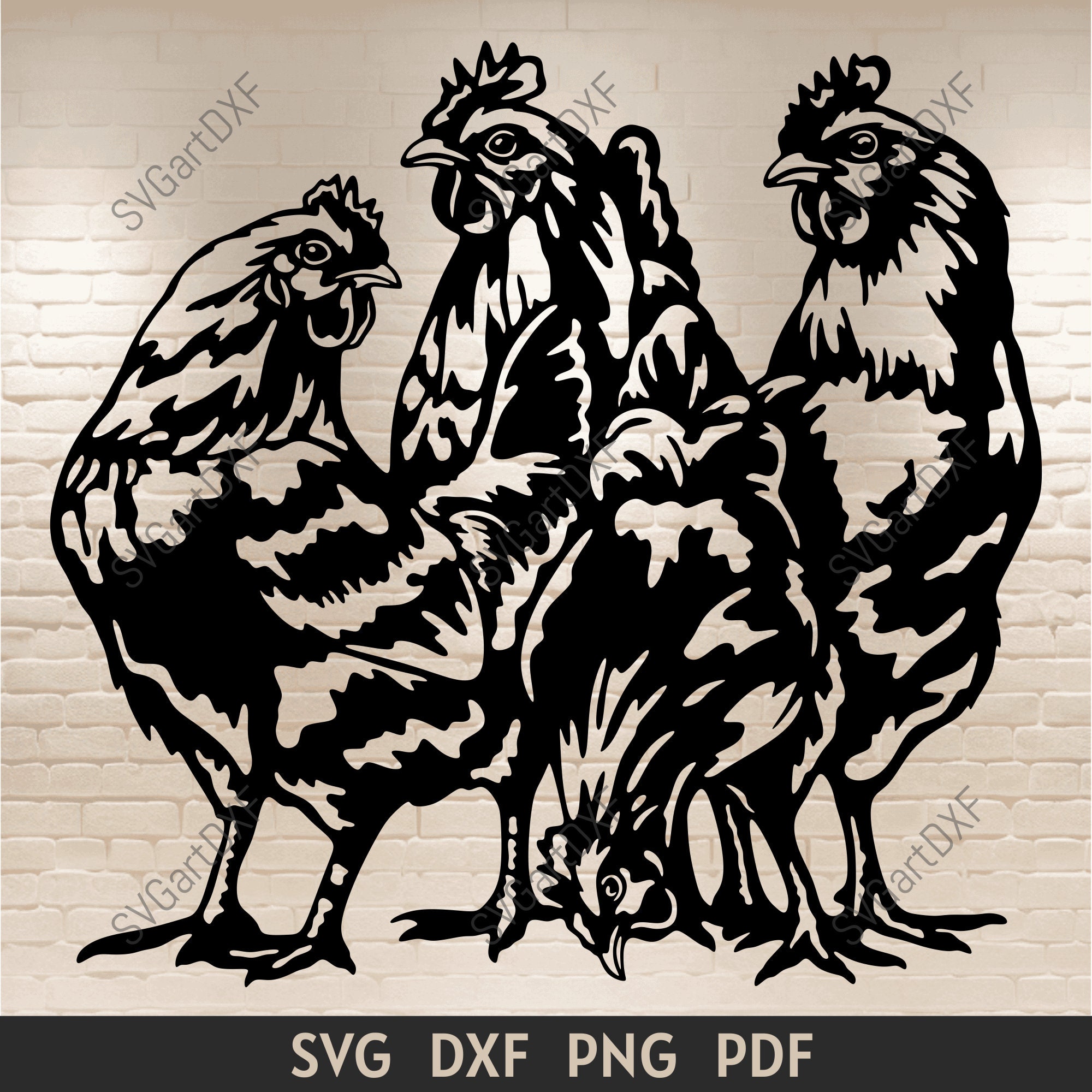 Chickens Svg Files, Chickens Cut Files for Cricut, Chickens Dxf for ...