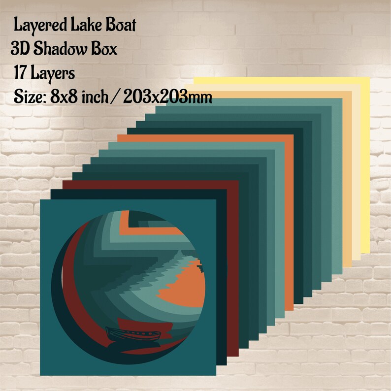 Layered Lake Boat Svg, 3D Shadow Box Template, Papercut Art, Svg for ...