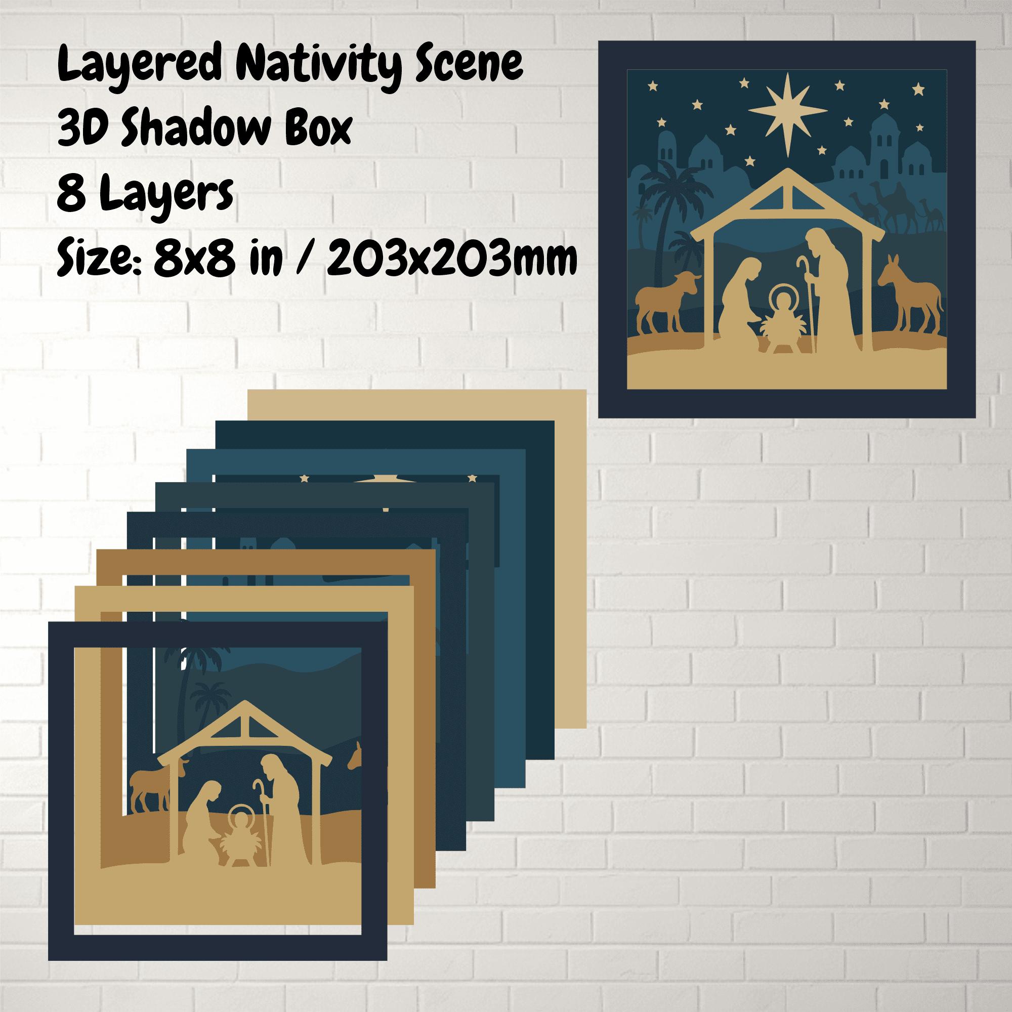 Nativity Scene 3D Shadow Box – Layered Svg Dxf, Holy Family Paper Cut ...