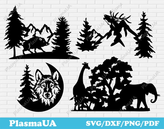 Wildlife Scene Dxf Animals for Cricut Dxf Files for Plasma - Etsy