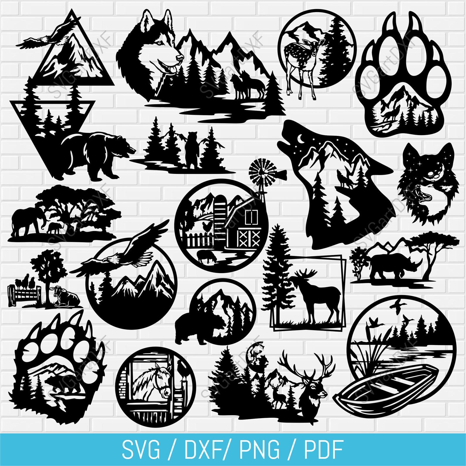 Wildlife Scenes Dxf for Laser and Plasma Cutting, Svg Files for Cricut ...