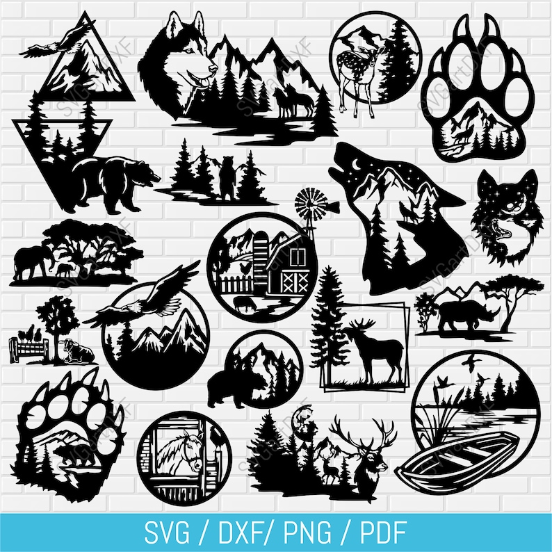Wildlife Scenes Dxf for Laser and Plasma Cutting, Svg Files for Cricut ...