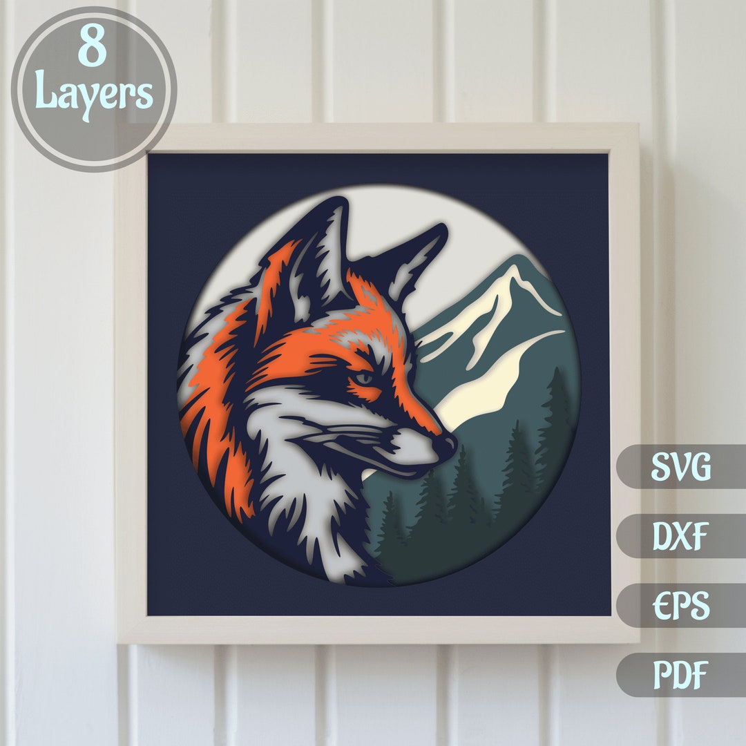 Fox 3D Layered Svg, Cut Files for Cricut, 3D Fox Shadow Box Templates ...