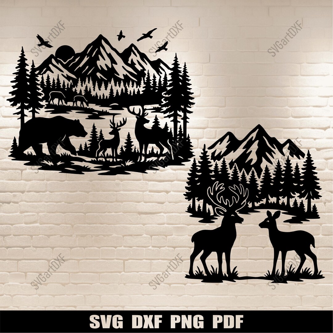 Wildlife Animal Scene DXF Files for CNC, Laser Cutting | Metal Wall ...