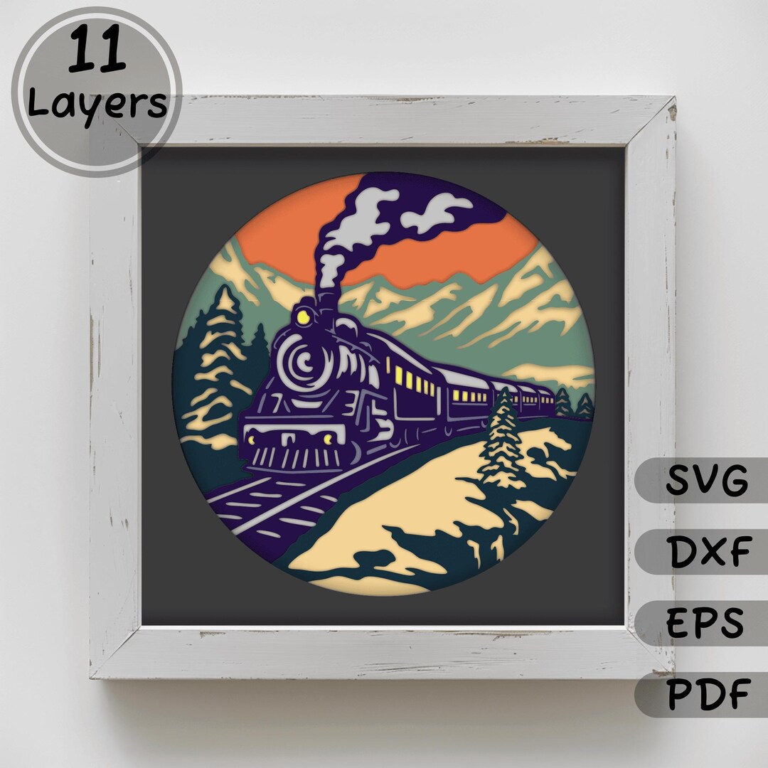 Polar Express Train 3D Shadow Box SVG, Christmas Layered Cut Files ...