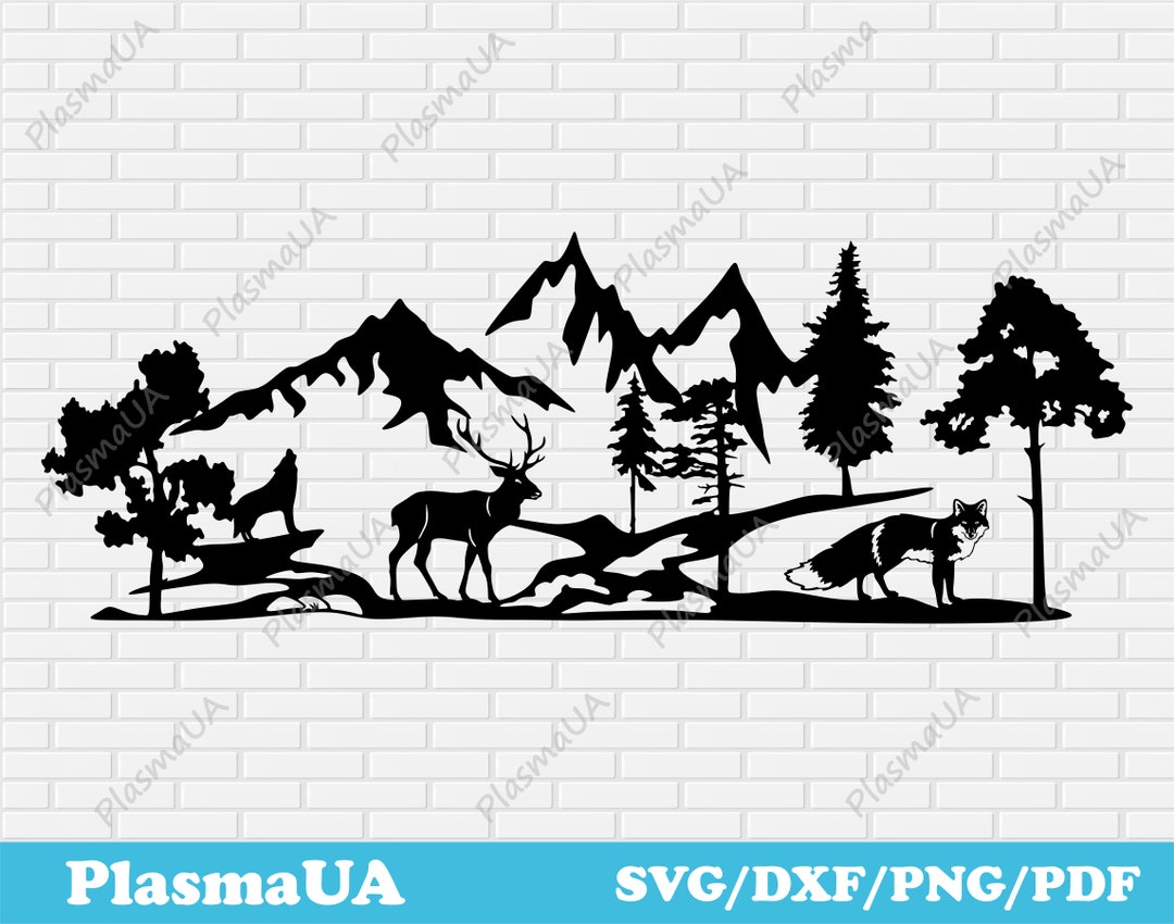 Wildlife Png, Forest Cut File, Animal for Cnc, Wall Decor Dxf ...