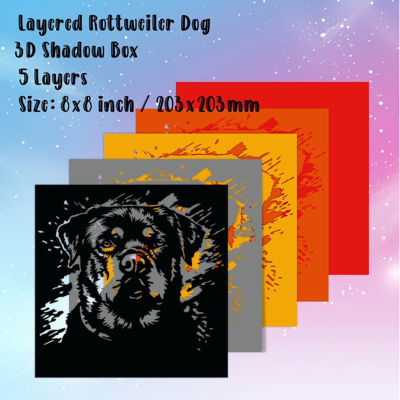 Layered Rottweiler Dog Svg, Cutting Files for Cricut, 3D Dog Shadow Box ...