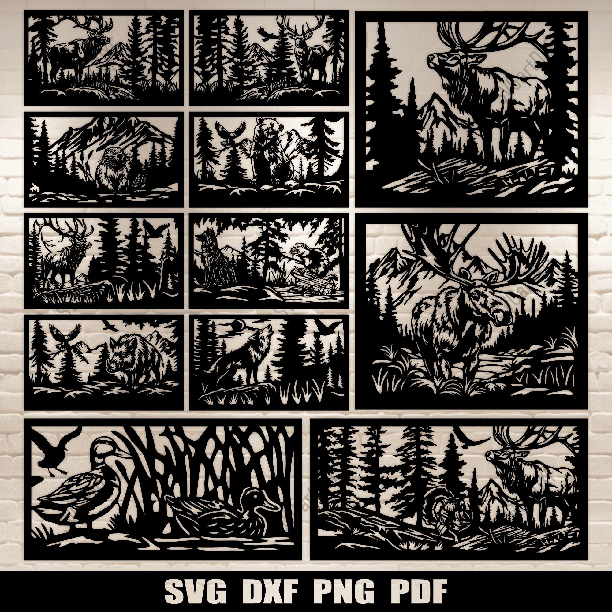 Wildlife Panel CNC Designs | DXF for Laser Cutting & Nature Gate Decor ...
