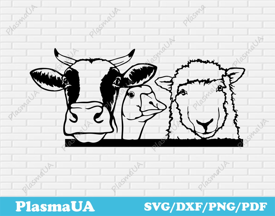 Farm Animals Dxf Files, Peeking Animals Svg, Farm Animals Svg Files ...