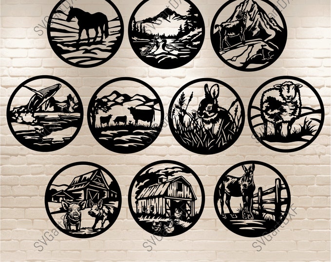 Farm Animals Scene Dxf for Laser Cut, Cnc Plasma Cutting, Svg Farm Life ...