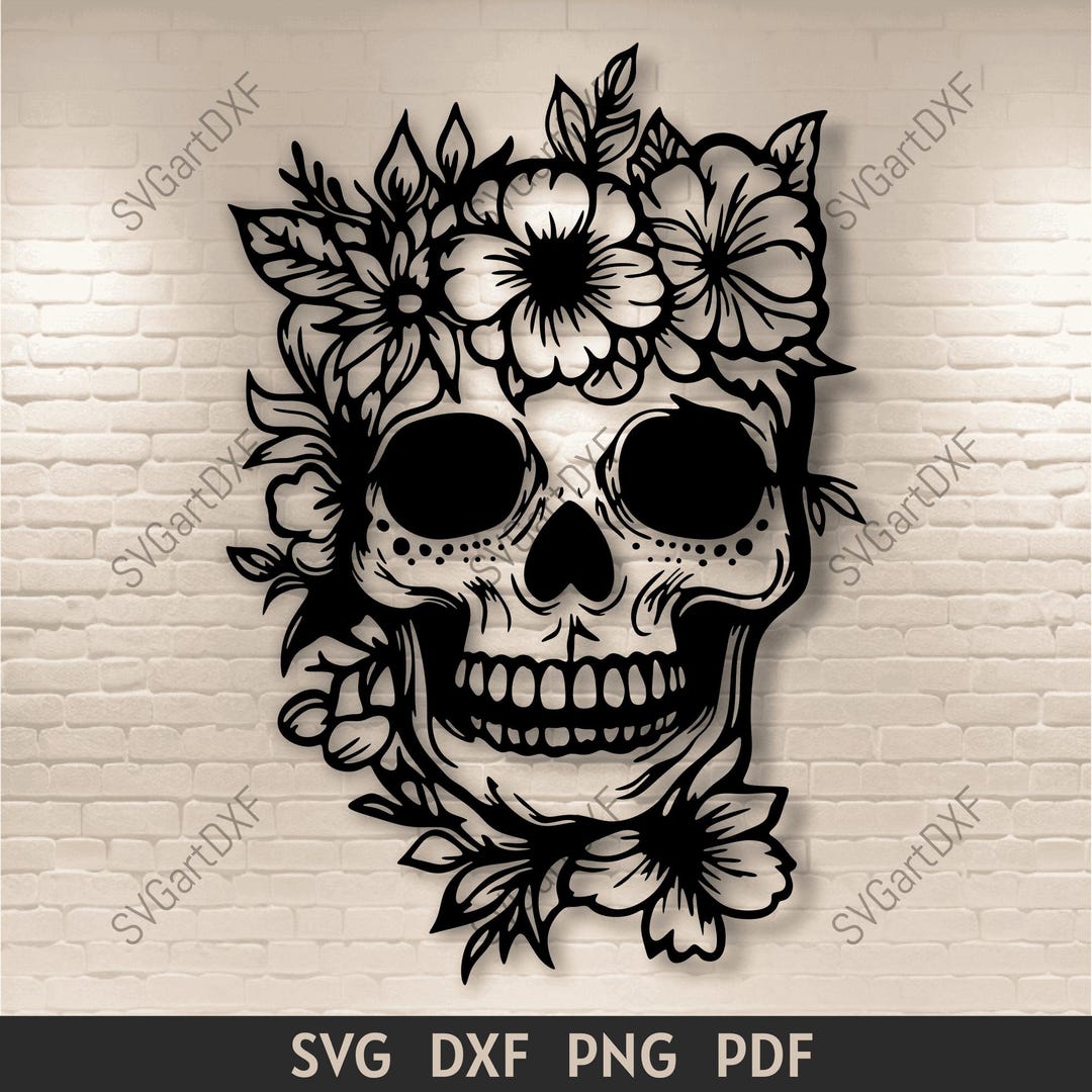 Floral Skull Svg, Floral Skeleton Svg Cut Files for Cricut & Silhouette ...