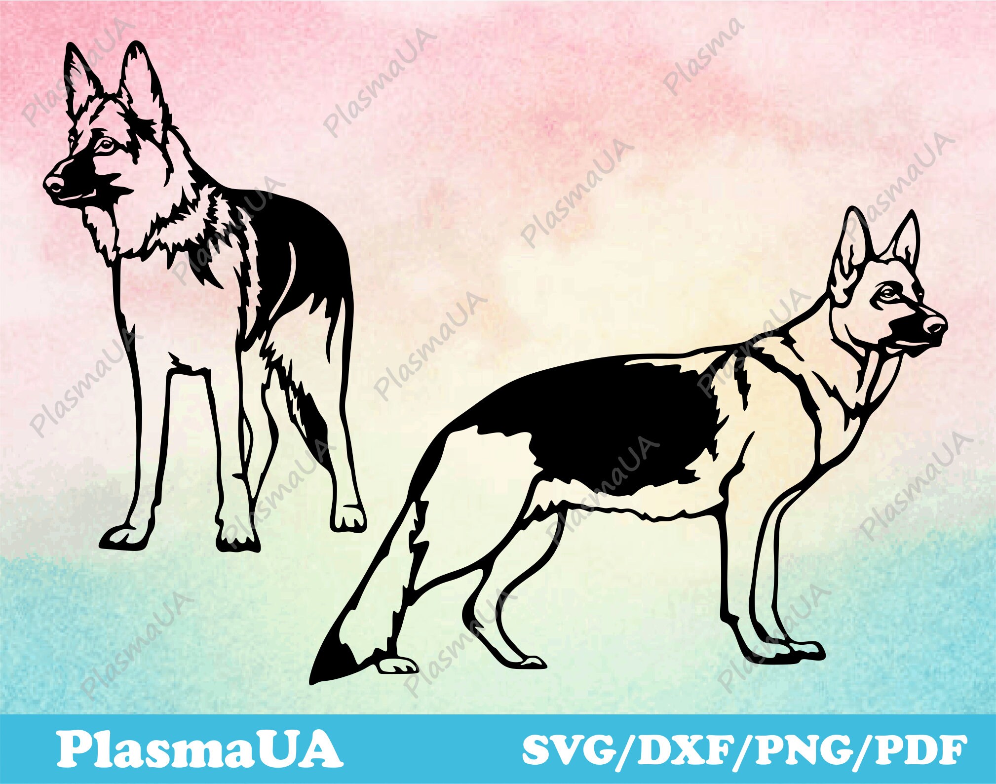 German Shepherd Dxf Files, Dog Dxf for Laser, Dog Vector Art, Pets for ...