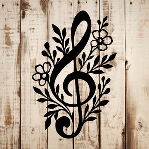 Floral Treble Clef SVG DXF File for Cricut & Silhouette, Music Lover ...