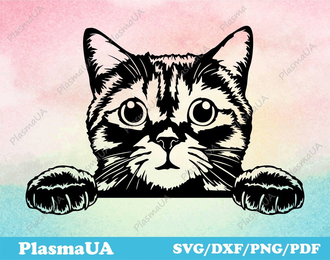 Peeking Cat Svg Cut Files, Peeking Pets Svg, Cat for Cricut, Cat Dxf ...