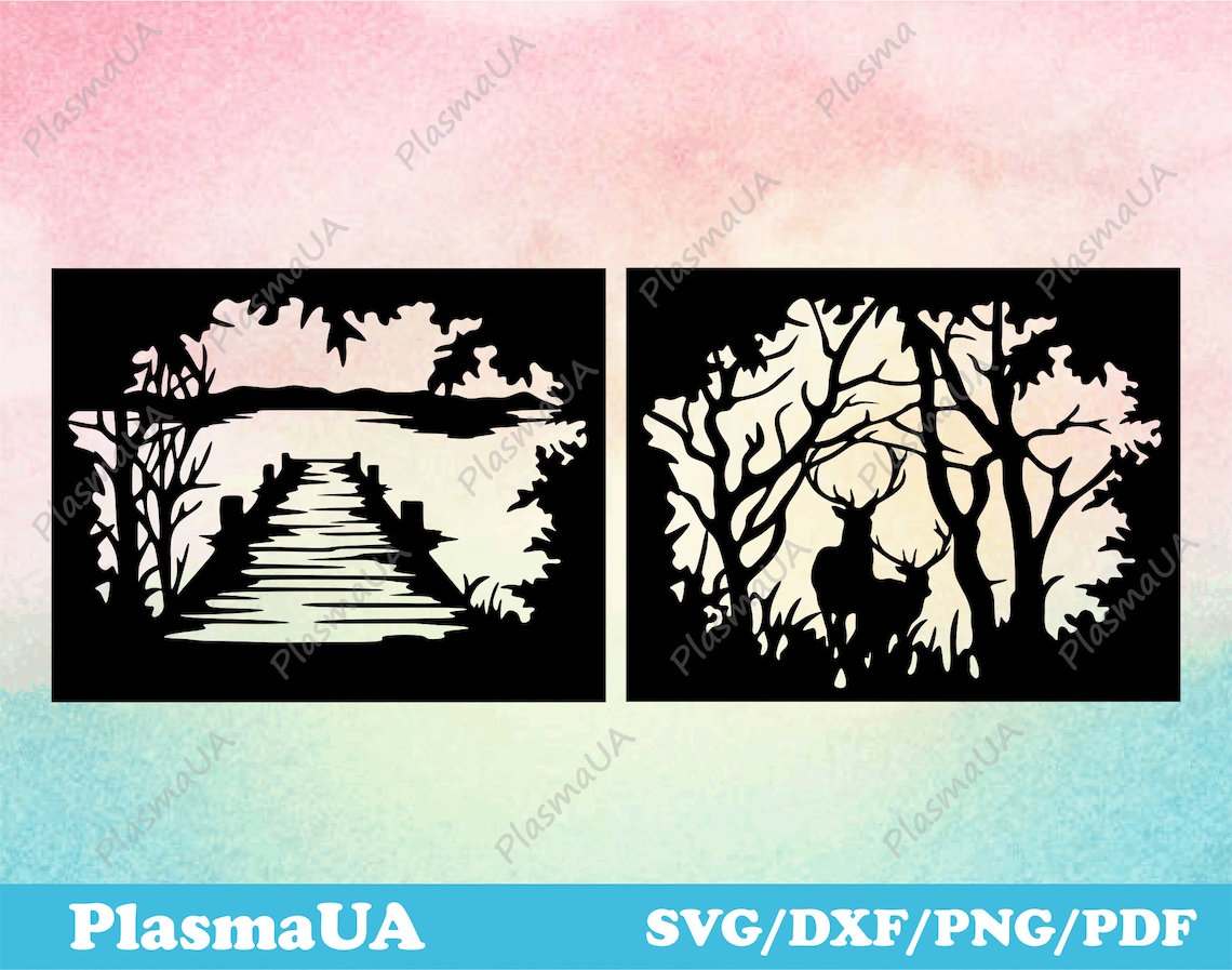 Dxf Files, Landscape Clipart, Nature Scene Svg, Landscape Printable ...