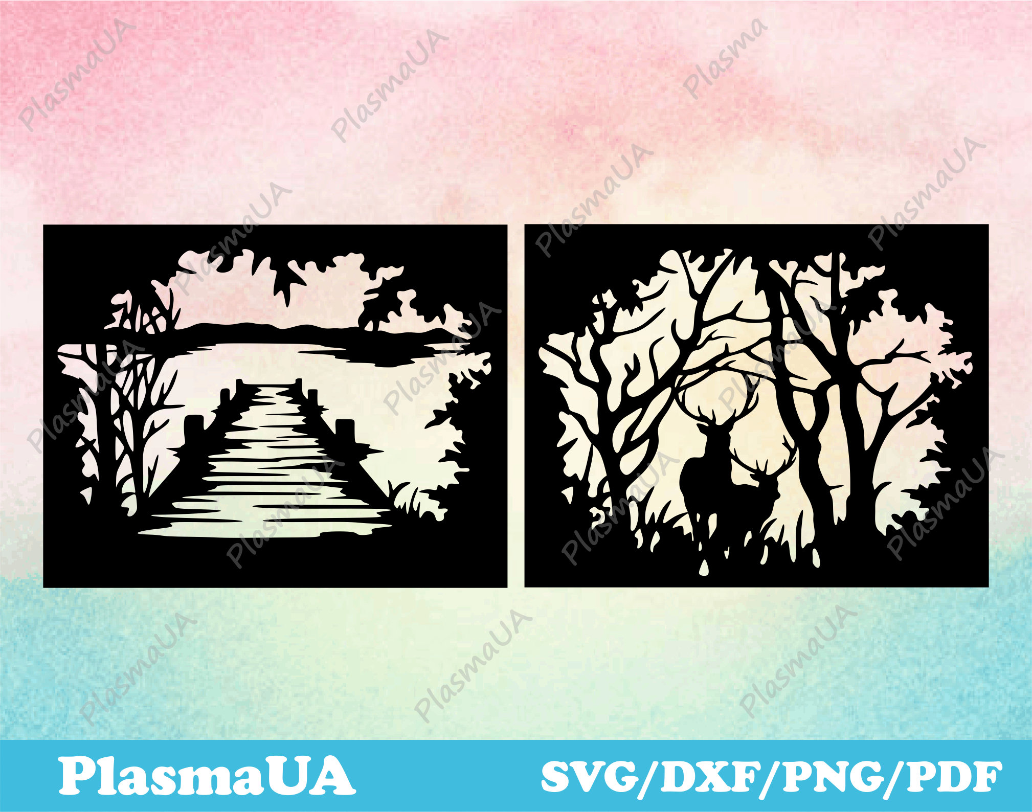 Dxf Files Landscape Clipart Nature Scene Svg Landscape - Etsy Australia