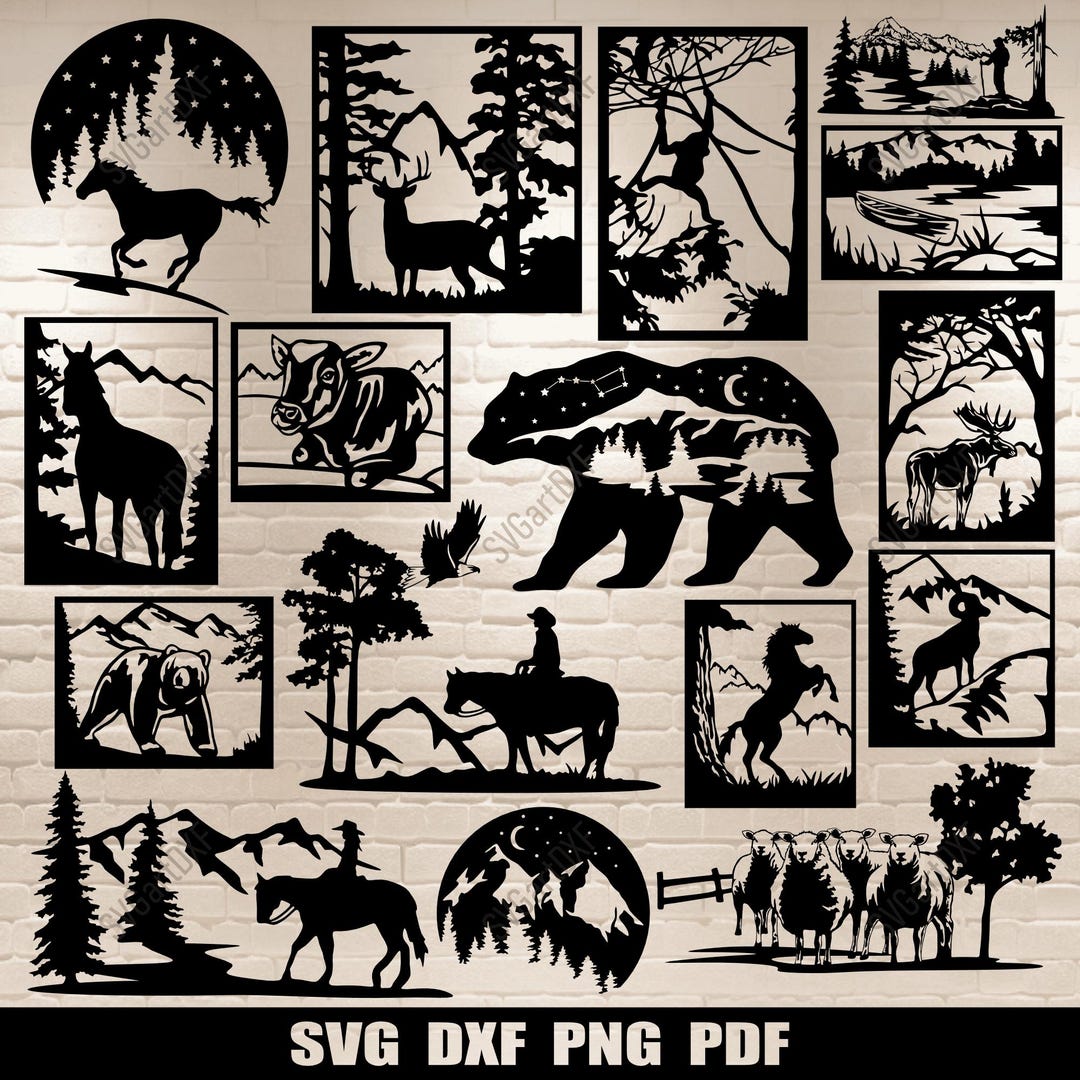 SVG Nature Scenes, DXF Cutting Files for Cricut, Laser & Silhouette ...