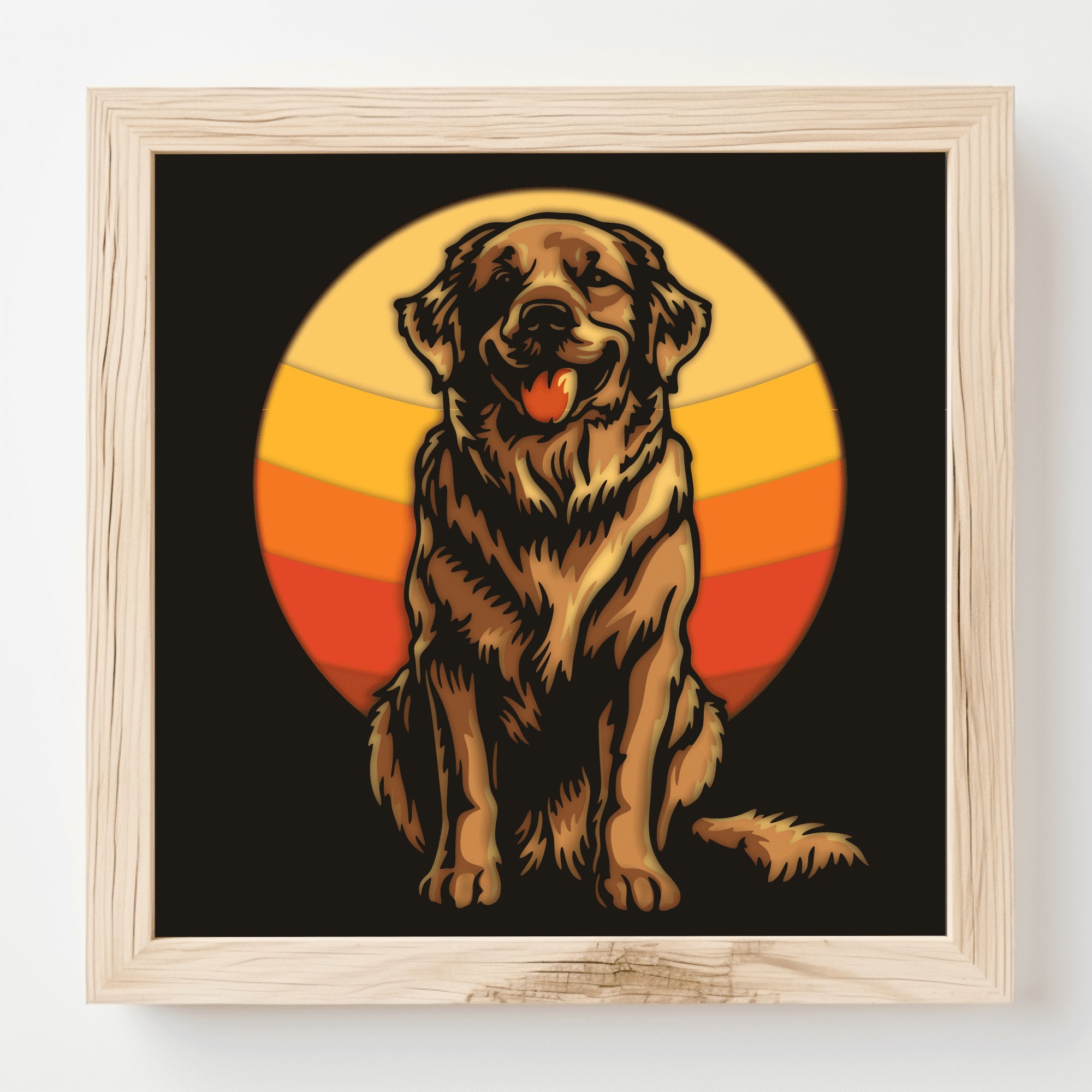 3D Golden Retriever Layered Svg, 3D Shadow Box Template, Layered Cut ...