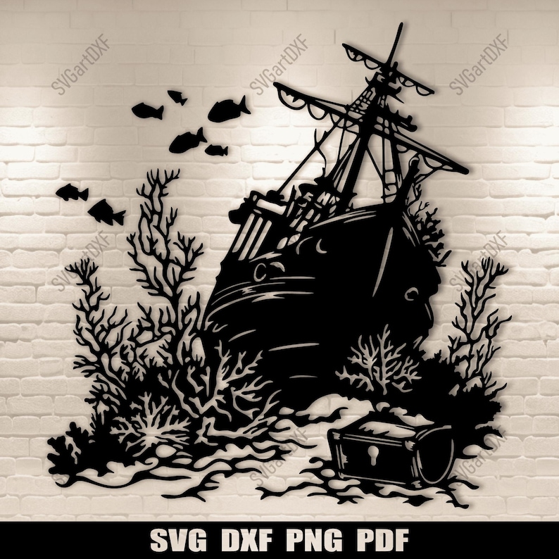 Sunken Shipwreck Svg File, Dxf for CNC, Cut Files for Cricut, Printable ...