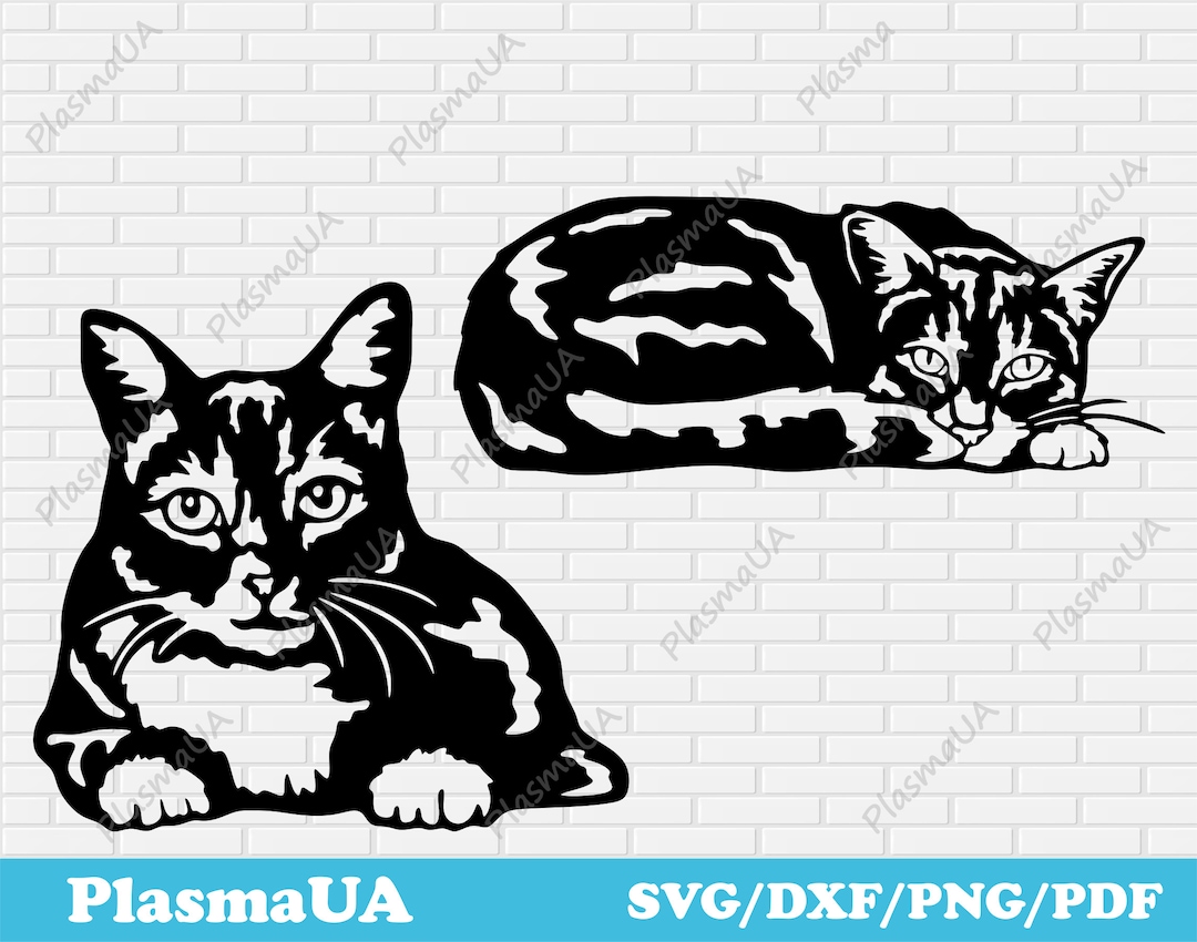 Cute Cats Clip Art, Cats for Cricut, Dxf Cat for Laser Cutting, Cnc ...