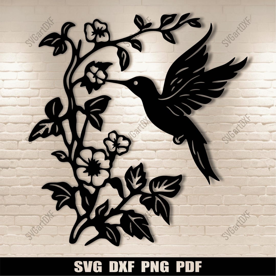 Hummingbird Scene Dxf for CNC, Svg for Cricut & Silhouette Cameo, Laser ...