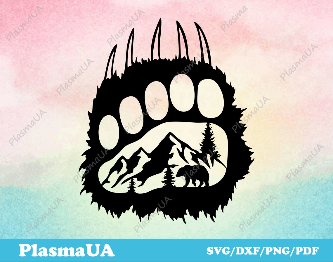 Bear Paw Cut File Cnc Dxf File Art Svg Paw Svg Dxf File | Etsy