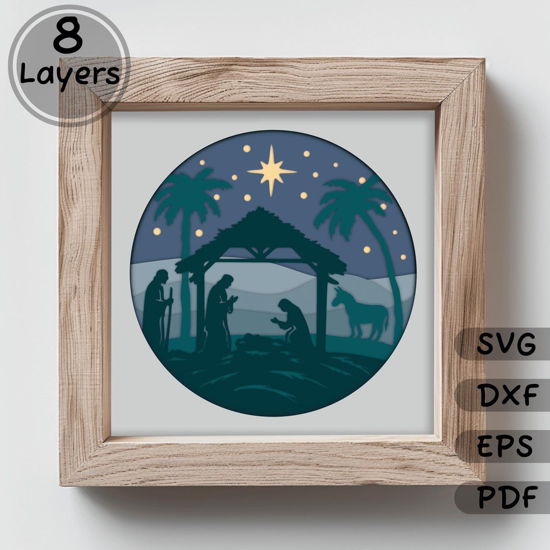 3D Nativity Scene Layered Svg for Cricut, Glowforge, Multilayer ...