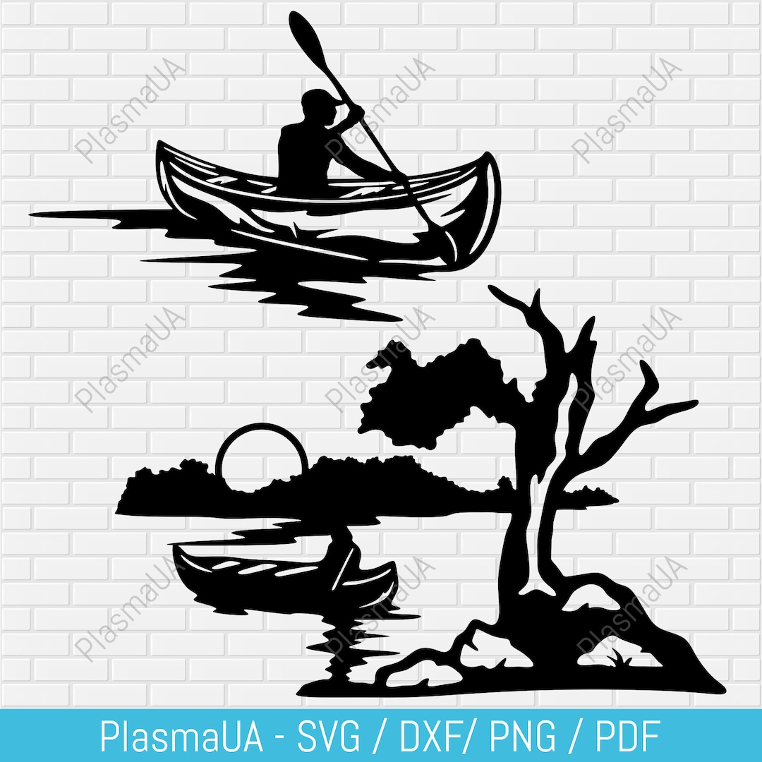 Canoe Scenes Dxf Files for Laser, Kayak Svg Images, Dxf Files for Cnc ...