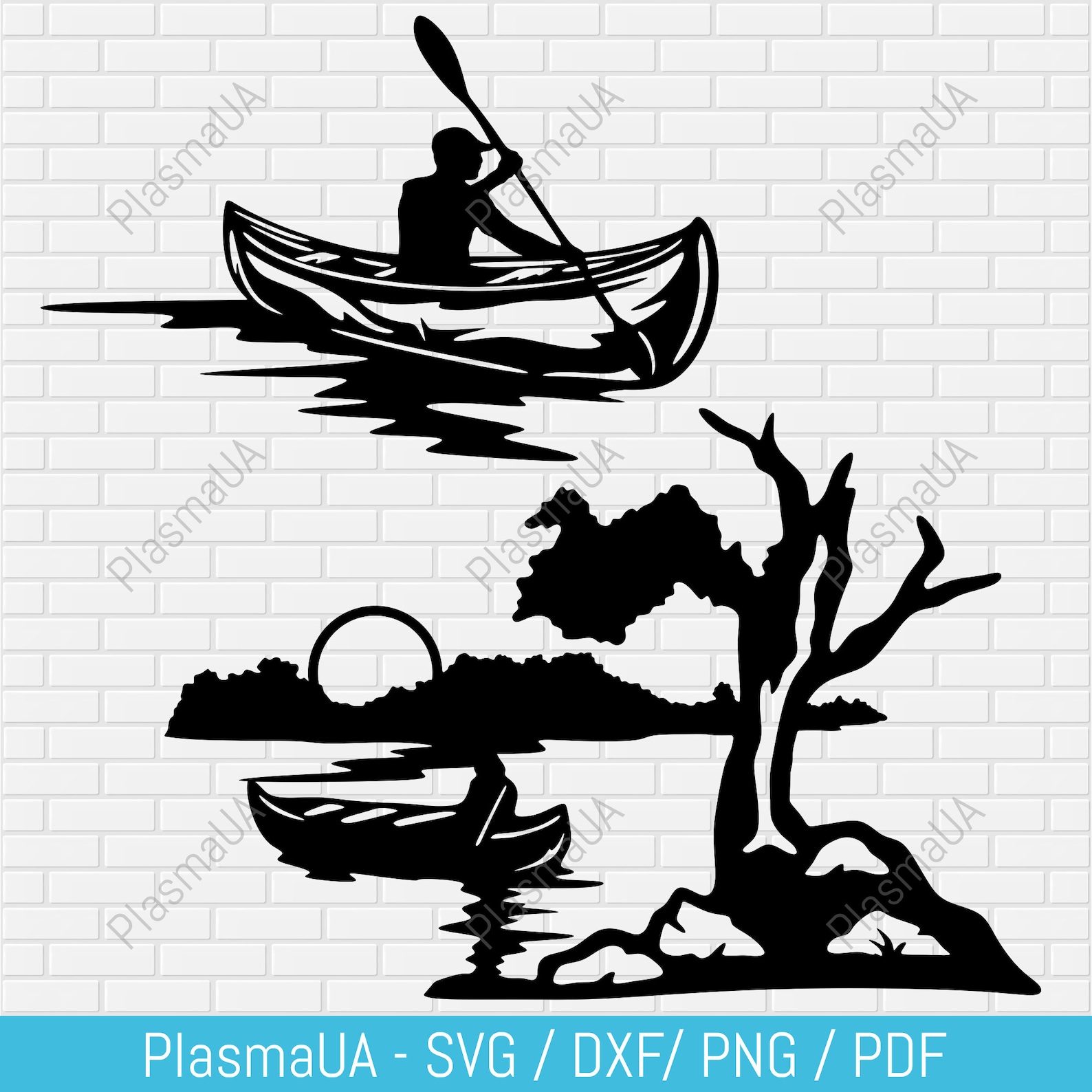 Canoe Scenes Dxf Files for Laser, Kayak Svg Images, Dxf Files for Cnc ...