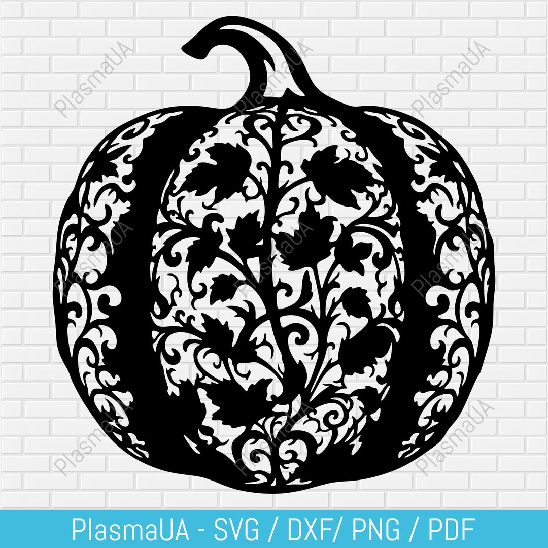 Ornamental Pumpkin Svg, Pumpkin Leaf Svg - Dxf, Fall Cut Files, Fancy ...