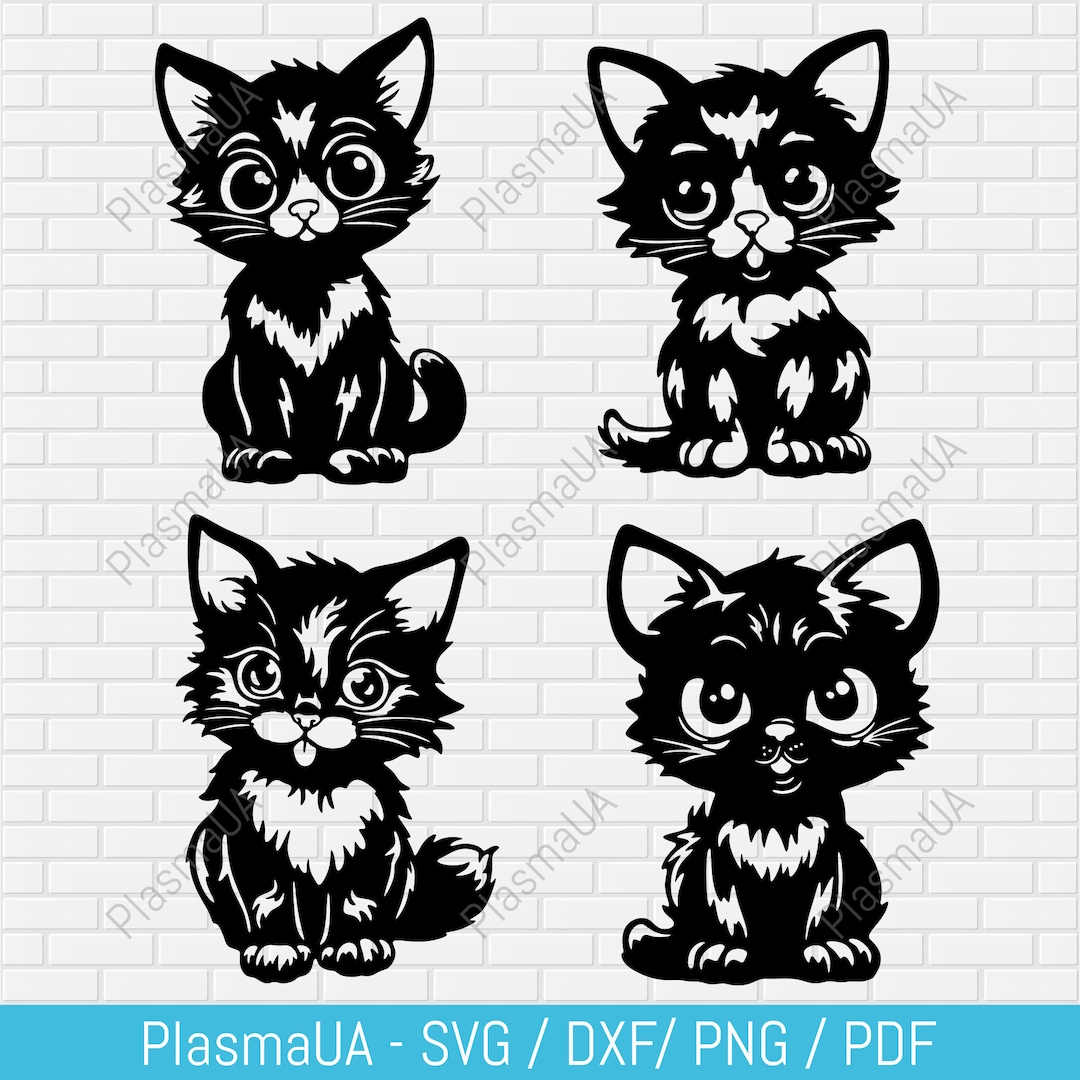 Cute Cats Svg Cut Files for Cricut, Cats Dxf for Laser Cut, Cats for T ...