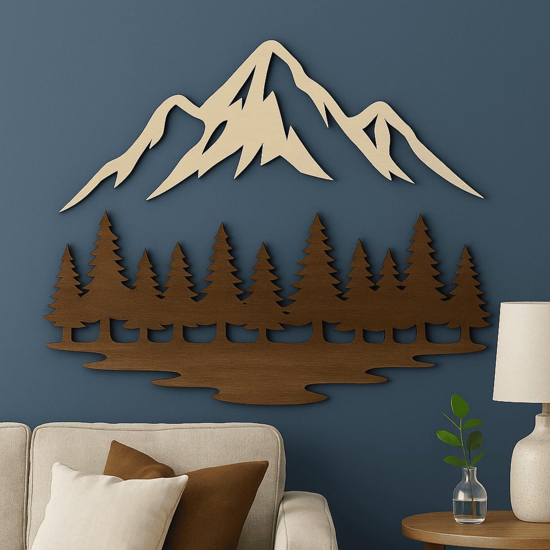 Mountain and Forest Wall Art – SVG DXF for Laser Cutting, CNC Plasma ...