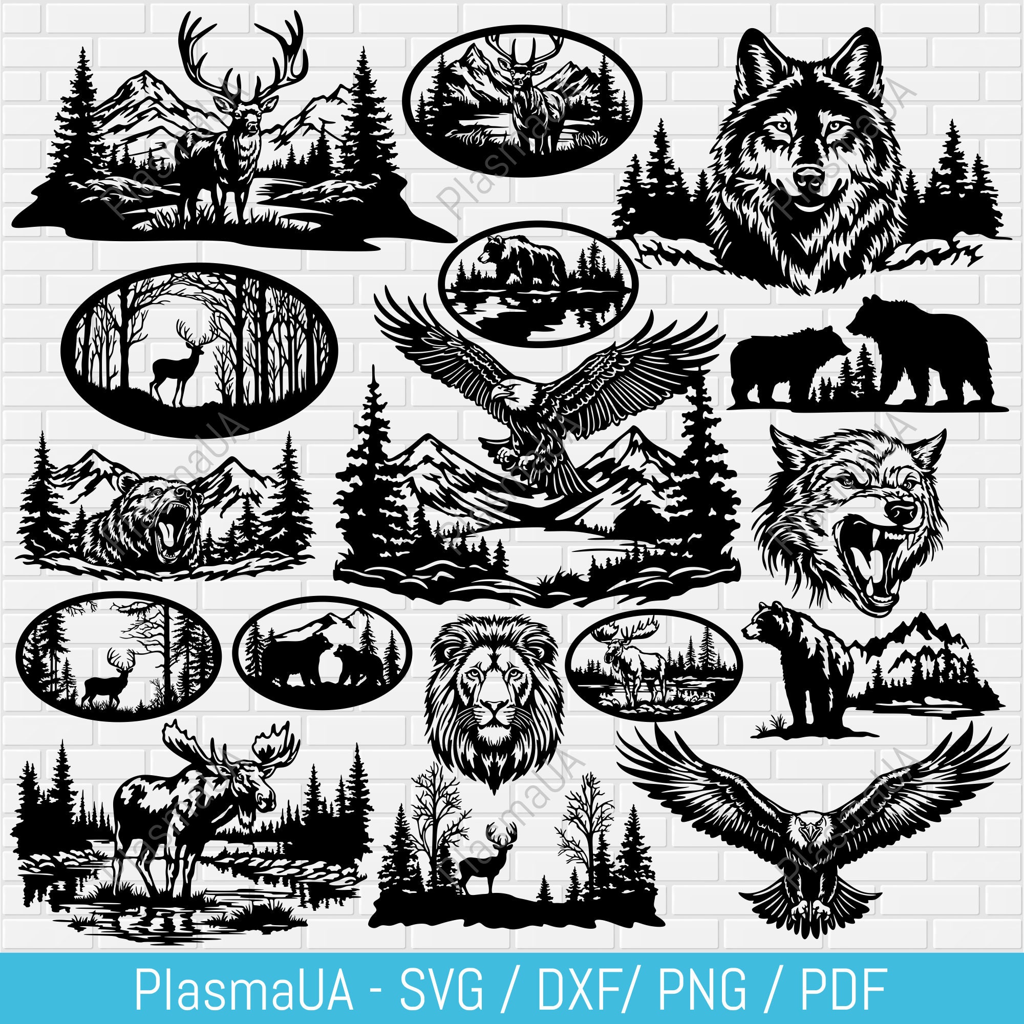 Pacote DXF SVG, arquivos dxf de animais para corte a laser, arte oval ...