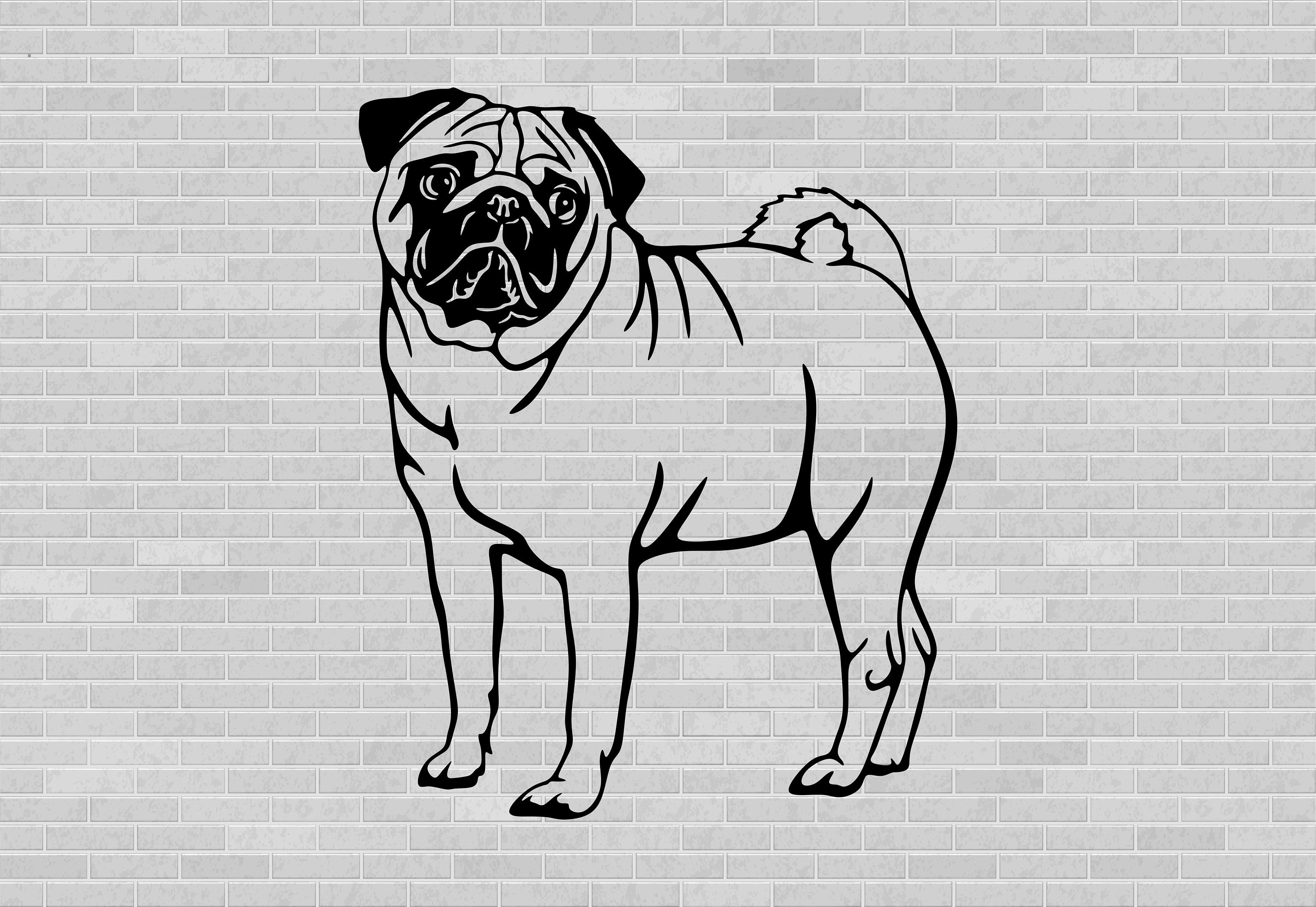 Pug vector image pug svg cute dog svg dog cut file dog | Etsy