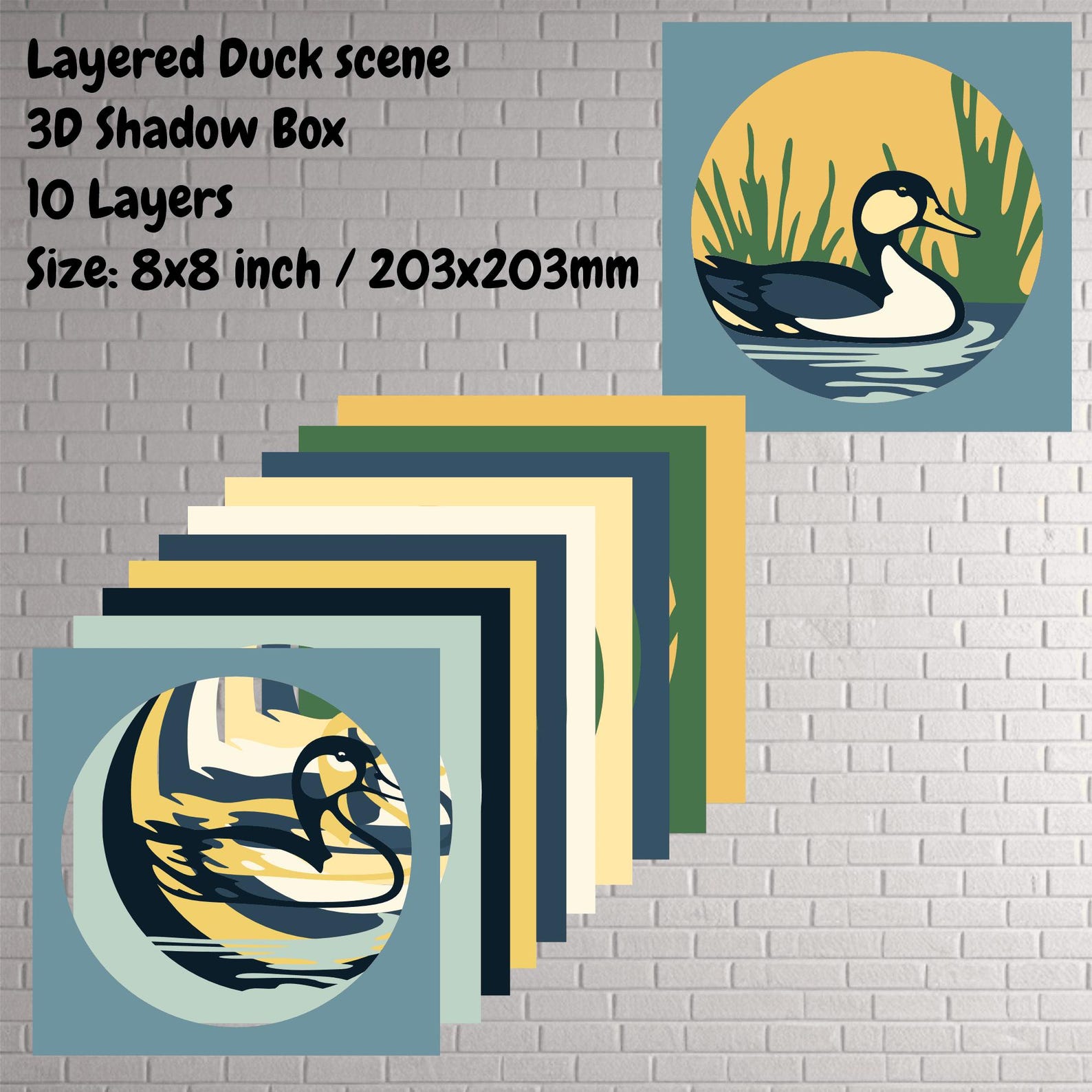 Layered Duck Scene Svg, 3D Shadow Box Template, Cut Files for Cricut ...