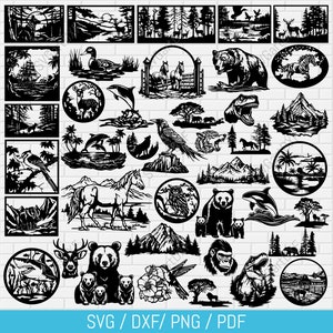 Wildlife DXF for Laser Cutting, Nature Scene Engraving Files, CNC ...